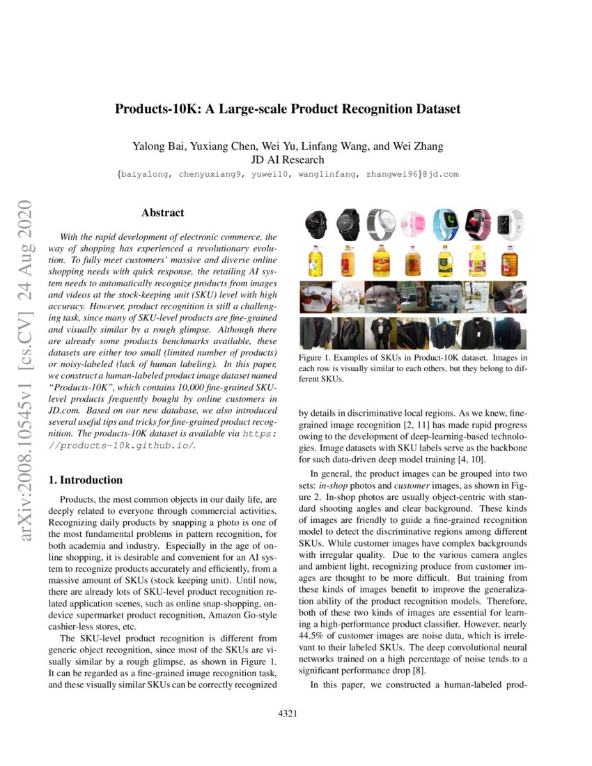 Products-10K: A Large-scale Product Recognition Dataset | DeepAI