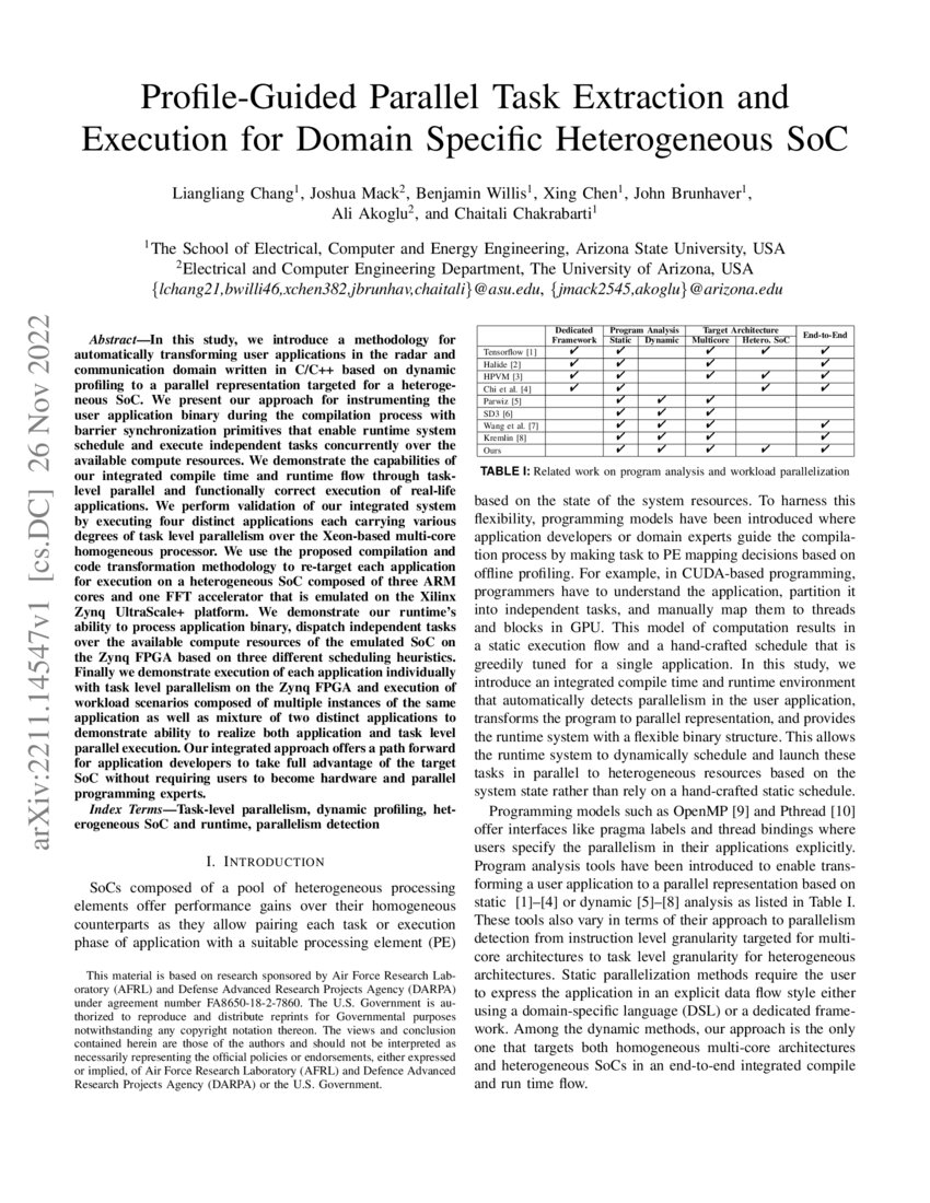 Profile Guided Parallel Task Extraction And Execution For Domain Specific Heterogeneous Soc Deepai