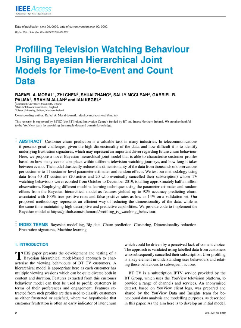 Profiling Television Watching Behaviour Using Bayesian Hierarchical Joint Models For Time To