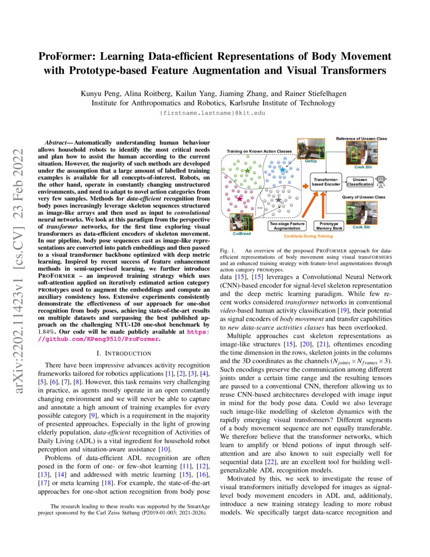 ProFormer: Learning Data-efficient Representations of Body Movement with Prototype-based Feature ...