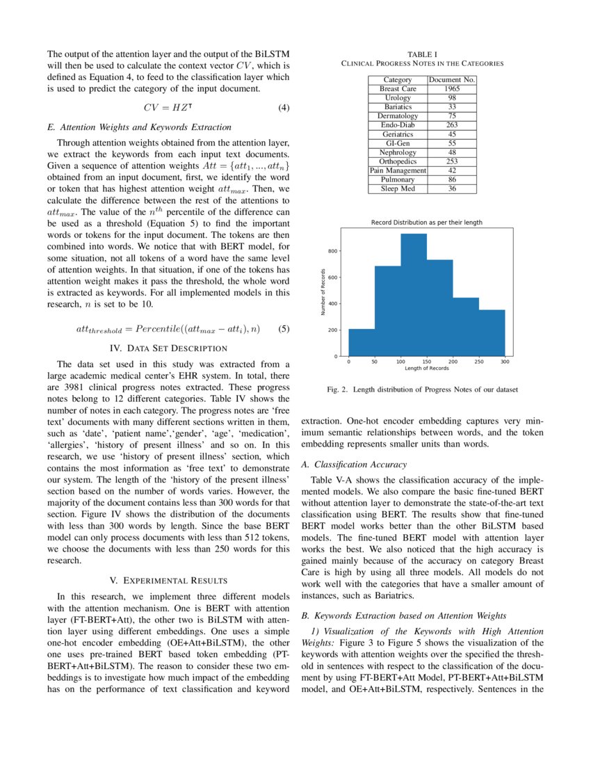 Progress Notes Classification And Keyword Extraction Using Attention