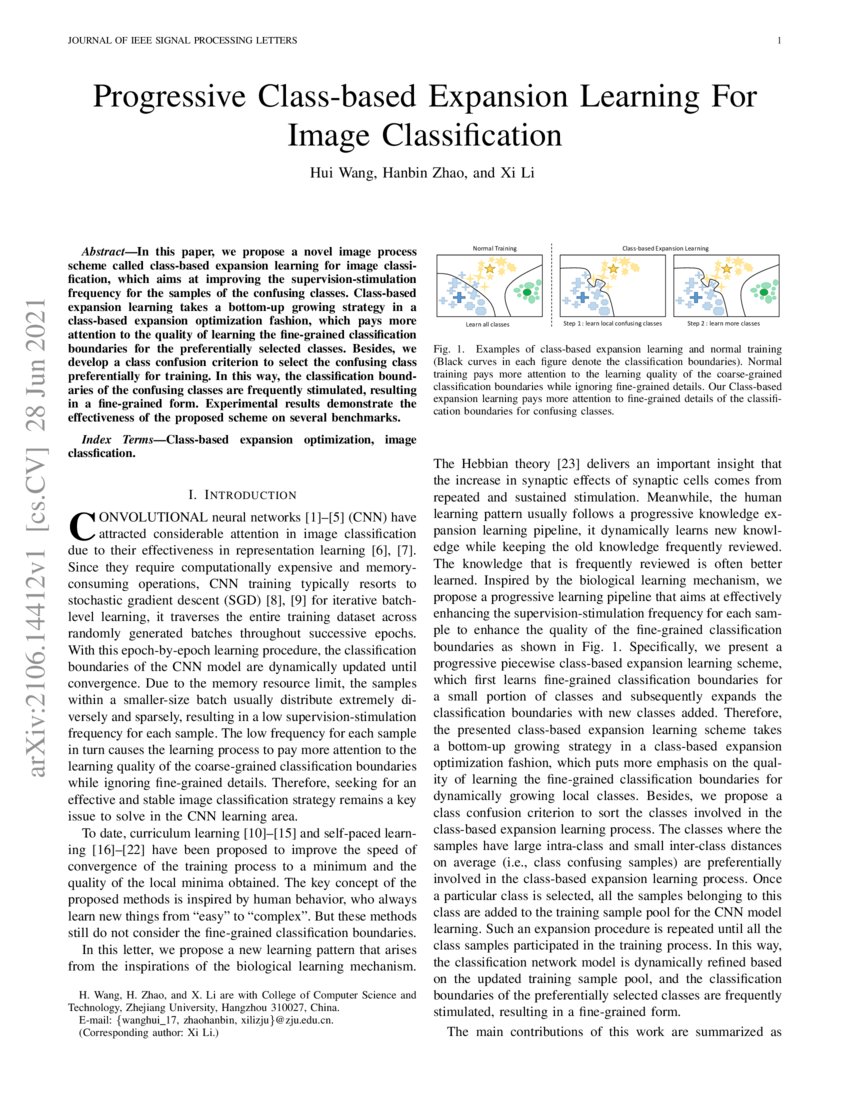 Progressive Class-based Expansion Learning For Image Classification ...
