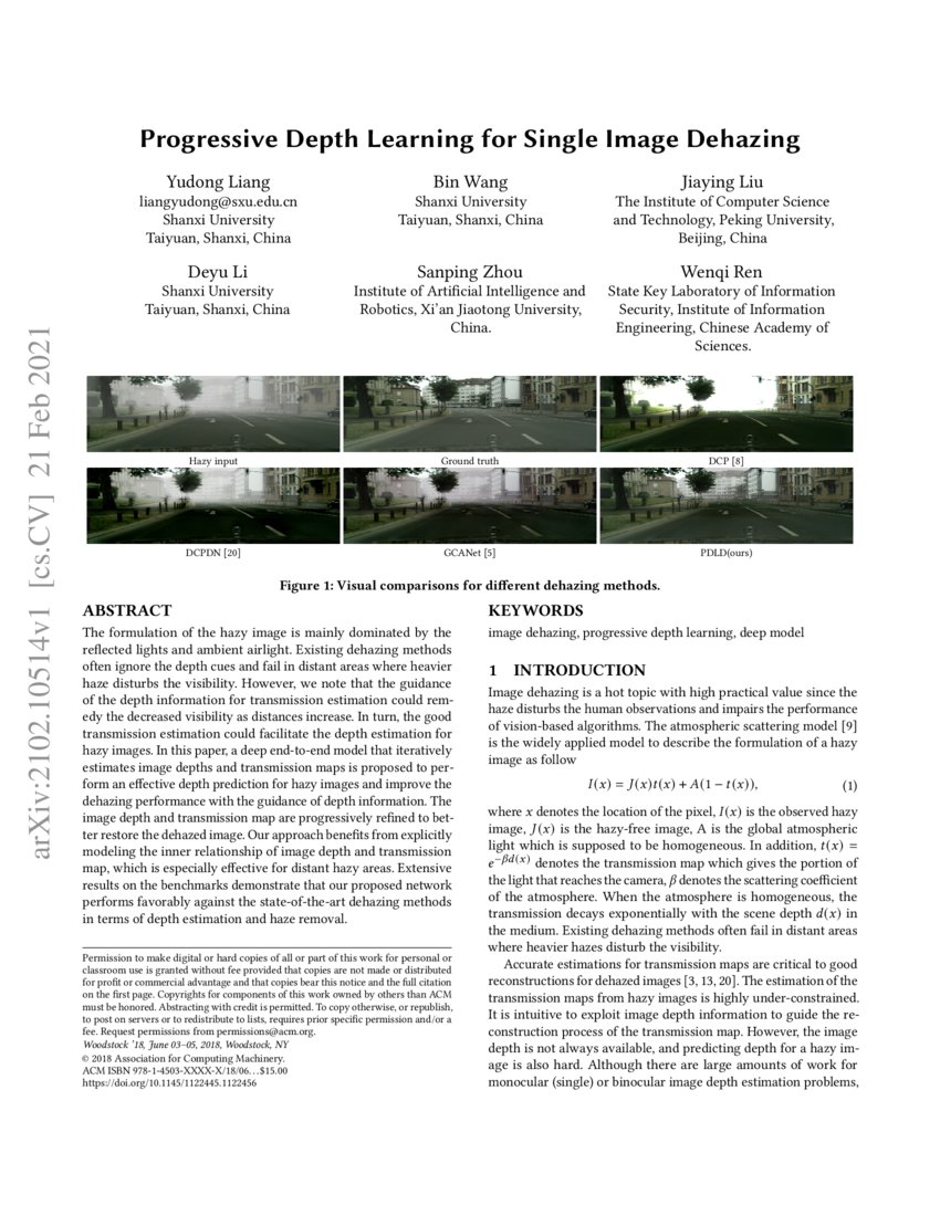 Progressive Depth Learning for Single Image Dehazing | DeepAI