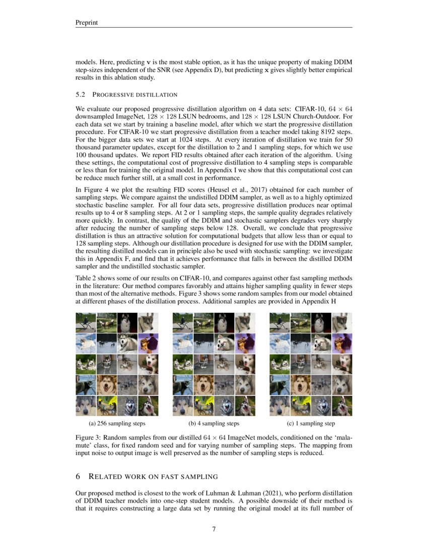 Progressive Distillation for Fast Sampling of Diffusion Models | DeepAI