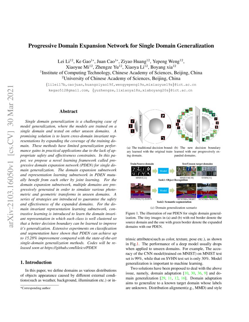 Progressive Domain Expansion Network for Single Domain Generalization ... Progressive Domain Expansion Network for Single Domain Generalization ...