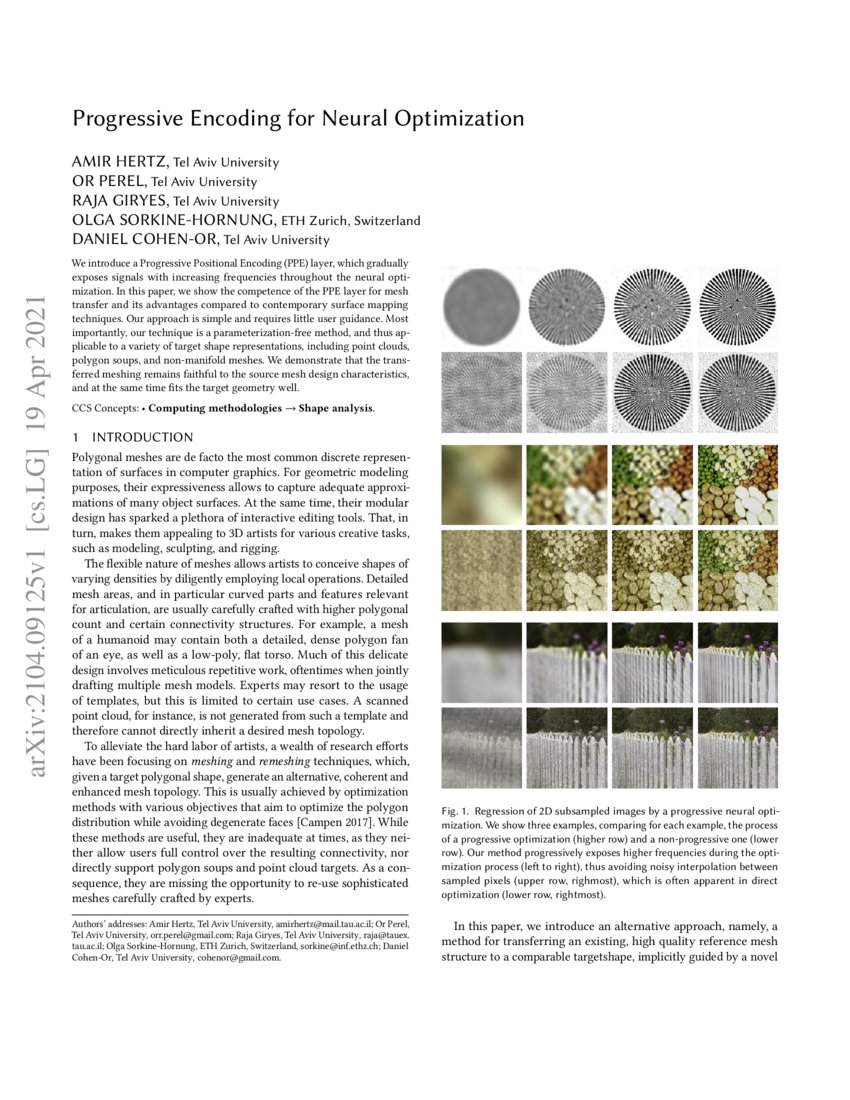 SAPE: Spatially-Adaptive Progressive Encoding for Neural Optimization | DeepAI