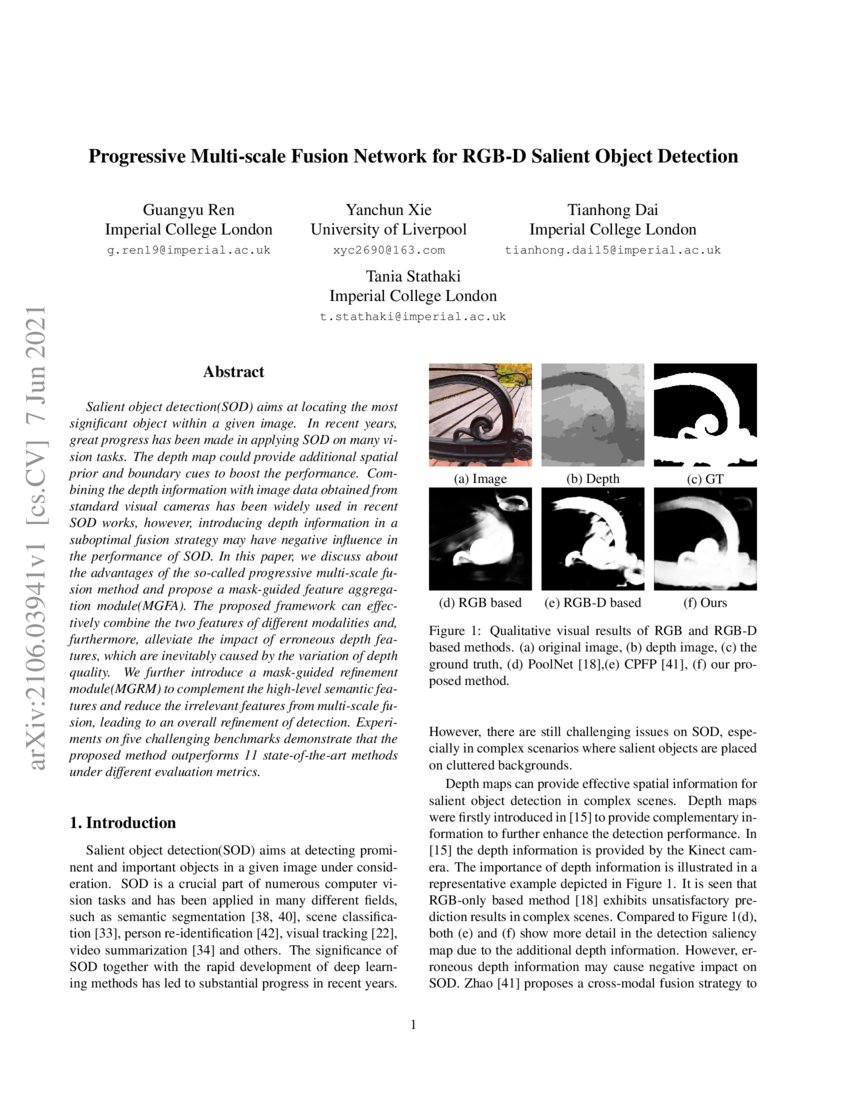 Progressive Multi-scale Fusion Network for RGB-D Salient Object Detection | DeepAI