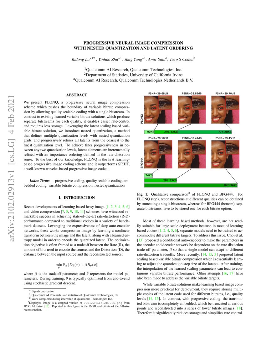 Progressive Neural Image Compression With Nested Quantization And Latent Ordering Deepai