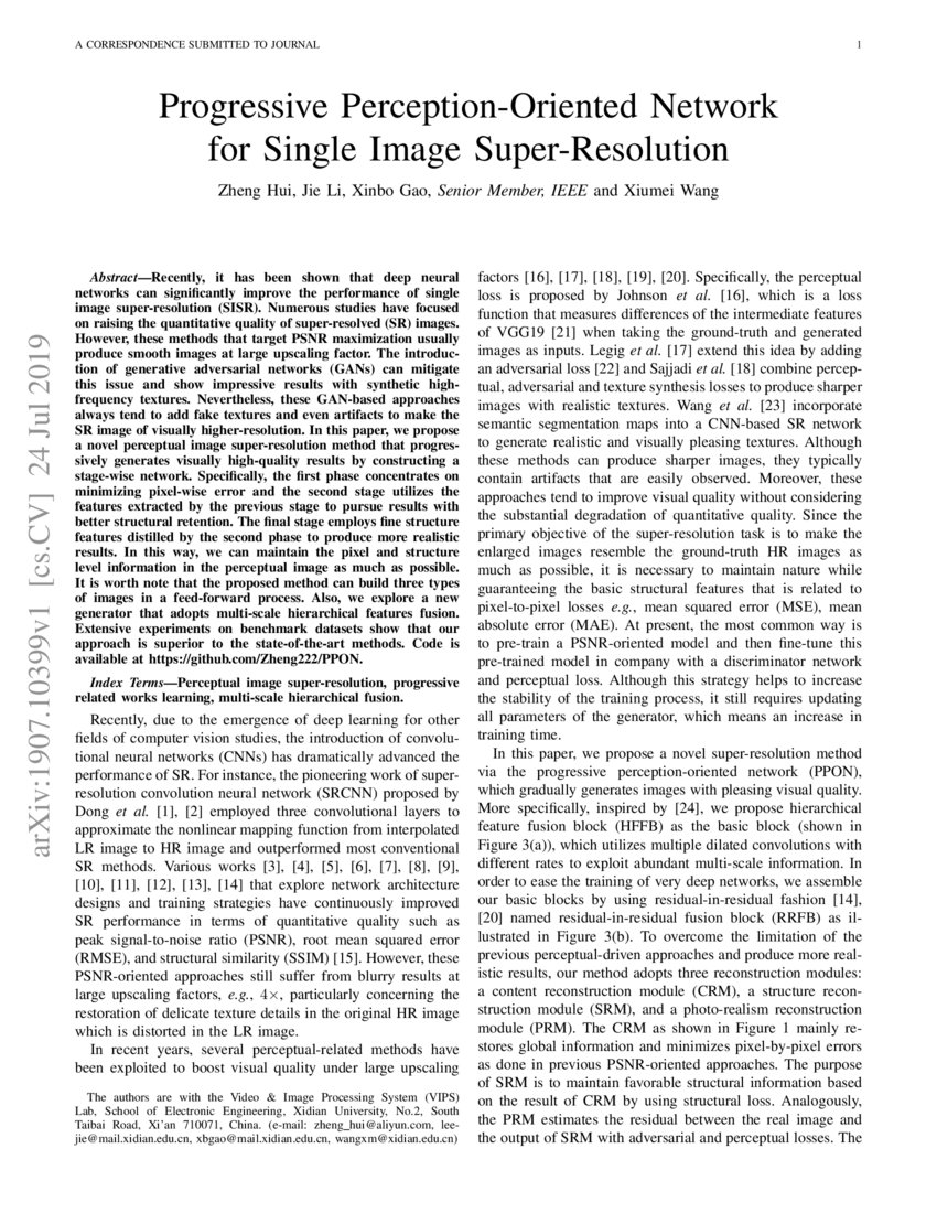 Progressive Perception-Oriented Network for Single Image Super-Resolution | DeepAI