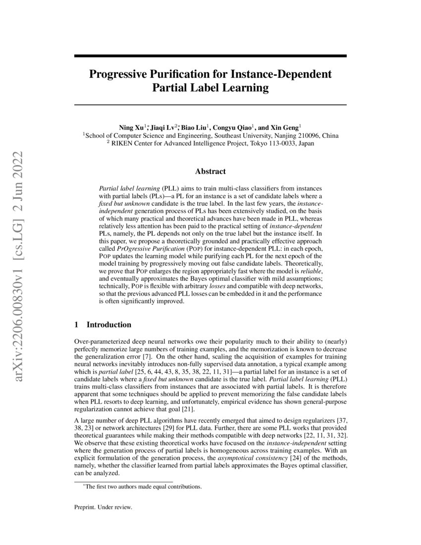 Progressive Purification for Instance-Dependent Partial Label Learning | DeepAI
