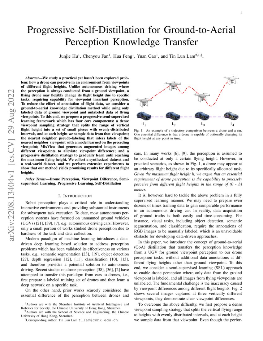 Progressive Self Distillation For Ground To Aerial Perception Knowledge