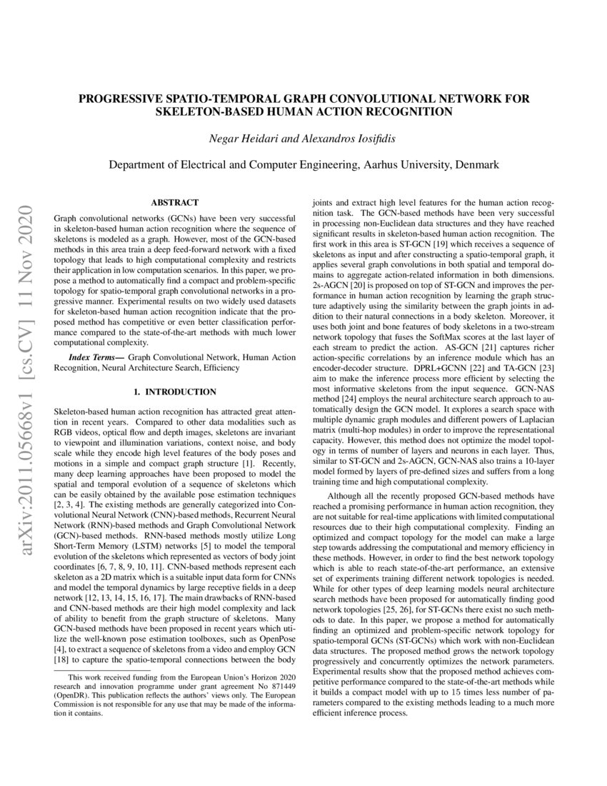 Progressive Spatio Temporal Graph Convolutional Network For Skeleton