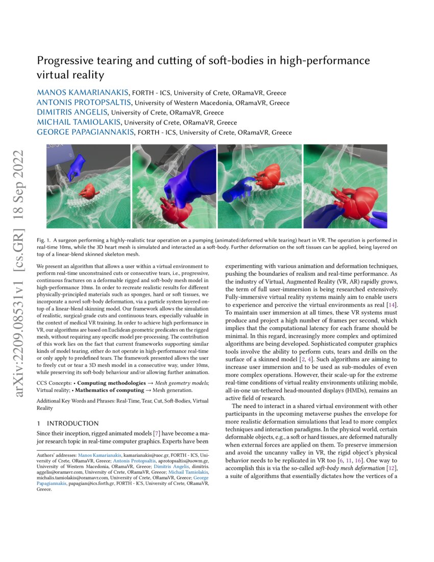 Progressive tearing and cutting of soft-bodies in high-performance ...