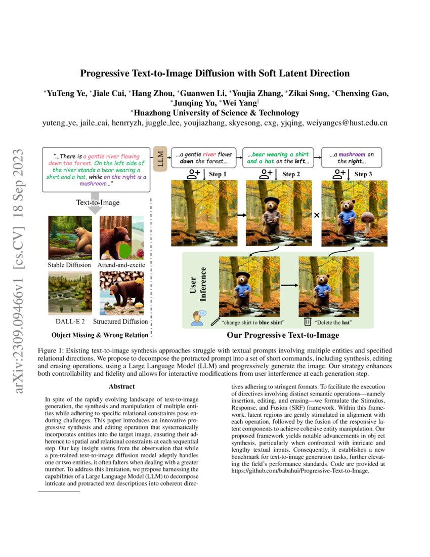 Progressive Text-to-Image Diffusion with Soft Latent Direction | DeepAI