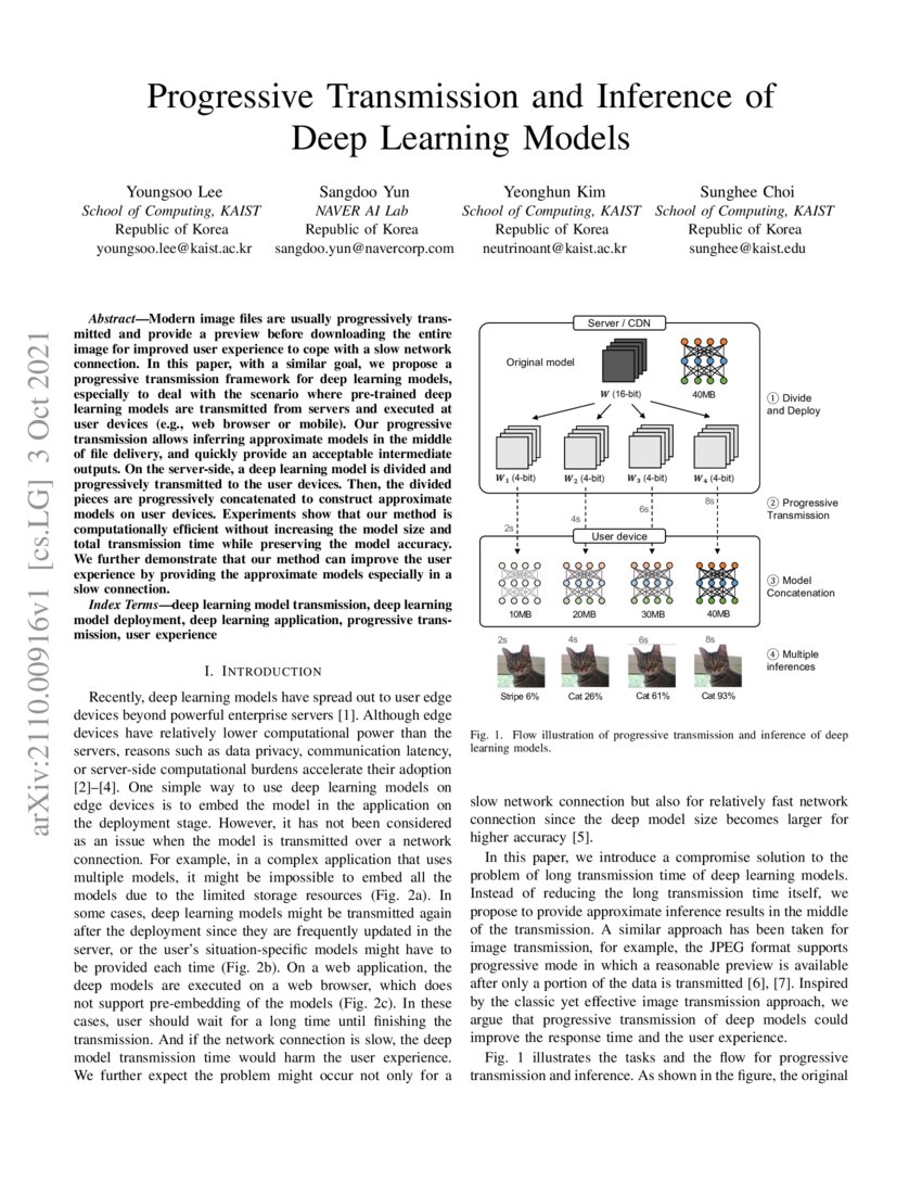 Progressive Transmission and Inference of Deep Learning Models | DeepAI