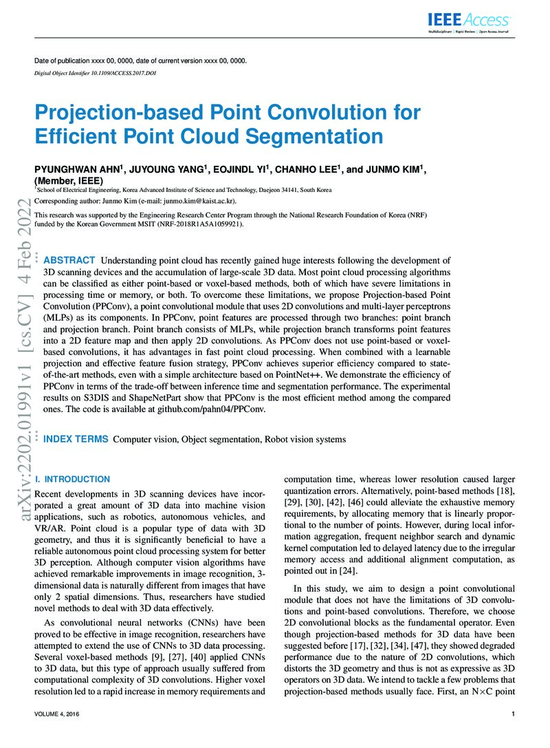 Projection Based Point Convolution For Efficient Point Cloud Segmentation Deepai