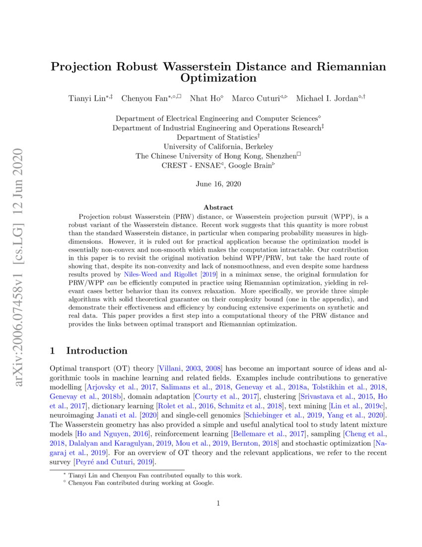 Projection Robust Wasserstein Distance and Riemannian Optimization | DeepAI