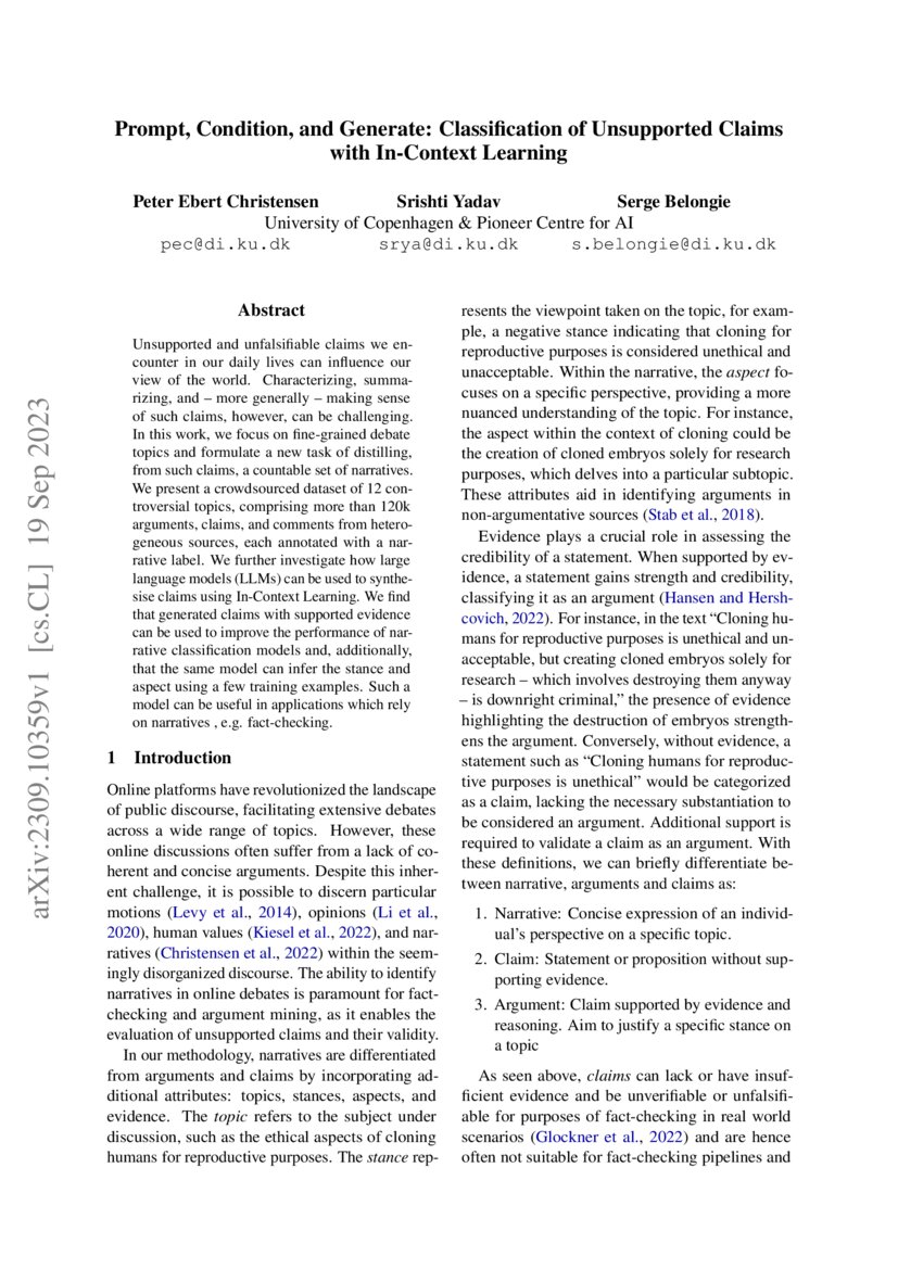 Prompt, Condition, and Generate: Classification of Unsupported Claims ...