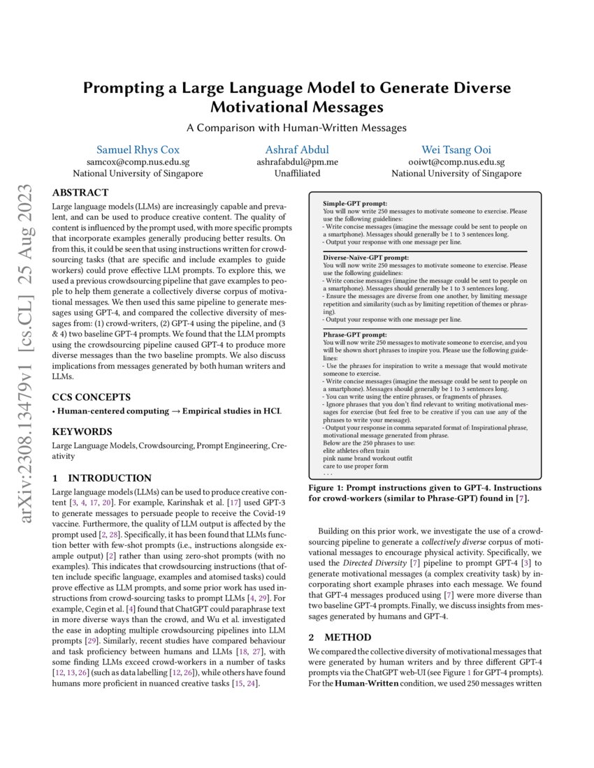 Prompting a Large Language Model to Generate Diverse Motivational Messages: A Comparison with ...