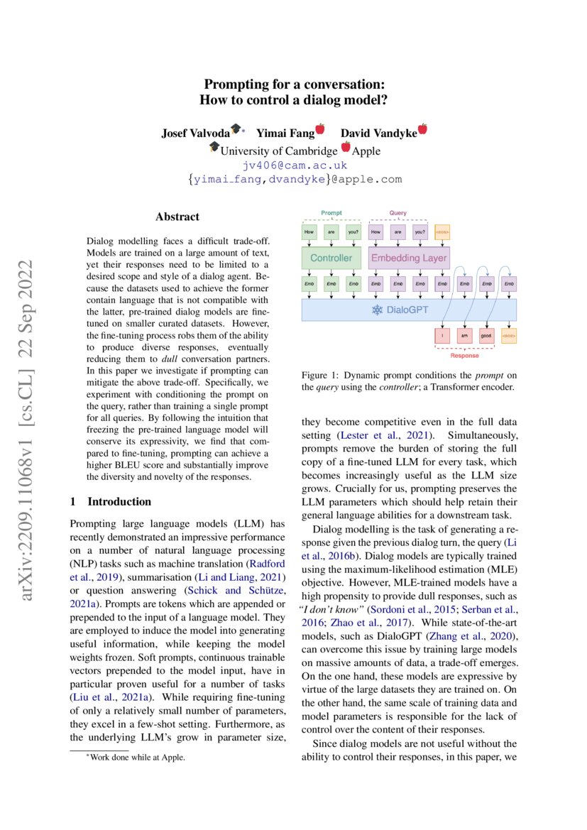 Prompting for a conversation: How to control a dialog model? | DeepAI