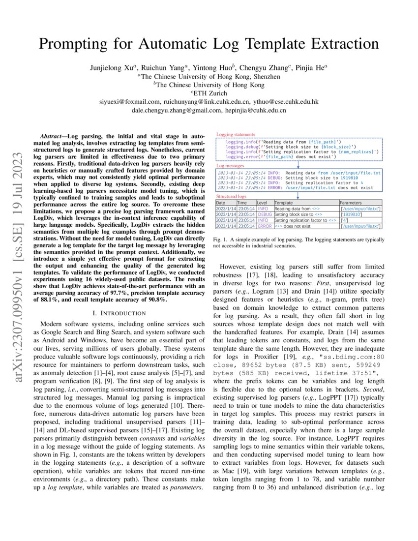 Prompting for Automatic Log Template Extraction | DeepAI