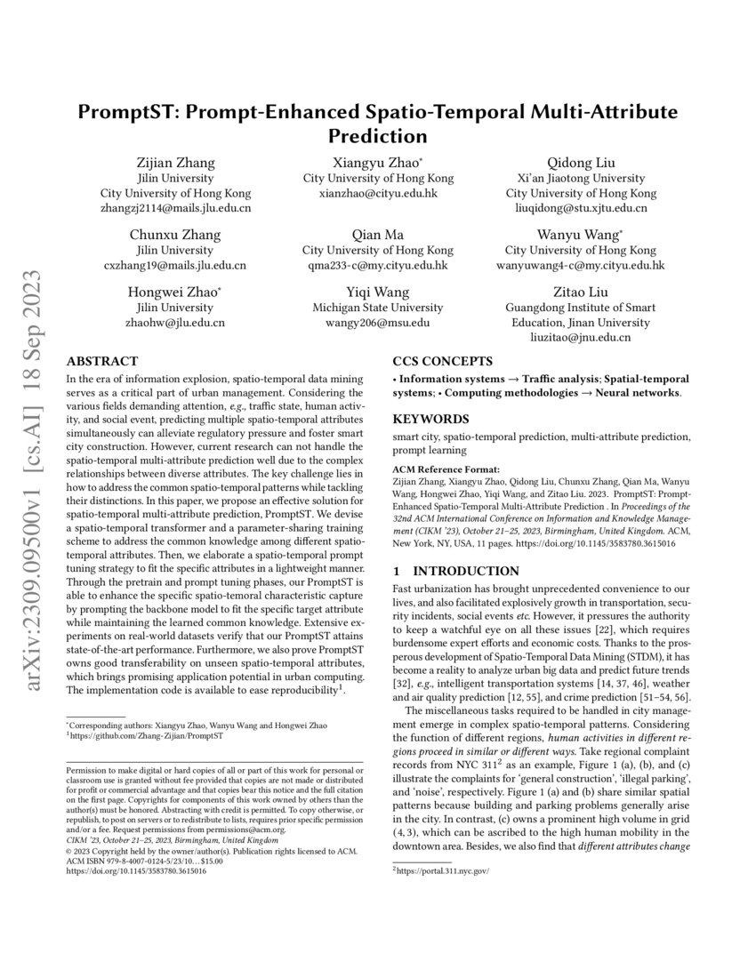 Promptst Prompt Enhanced Spatio Temporal Multi Attribute Prediction Deepai