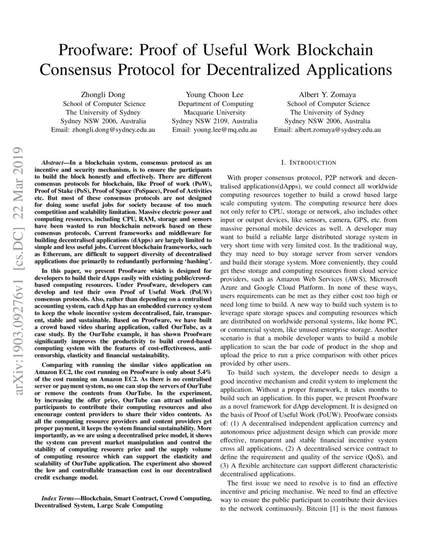 Proofware: Proof of Useful Work Blockchain Consensus Protocol for ...