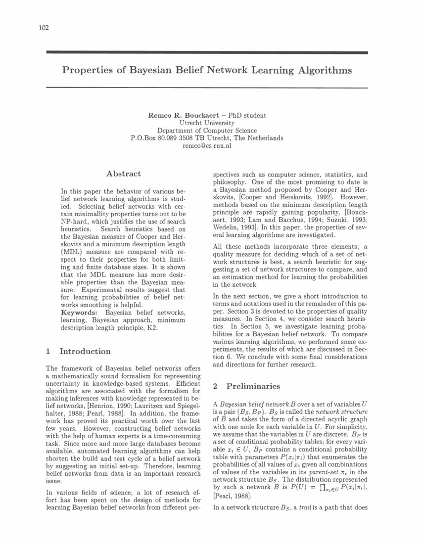 Properties Of Bayesian Belief Network Learning Algorithms Deepai