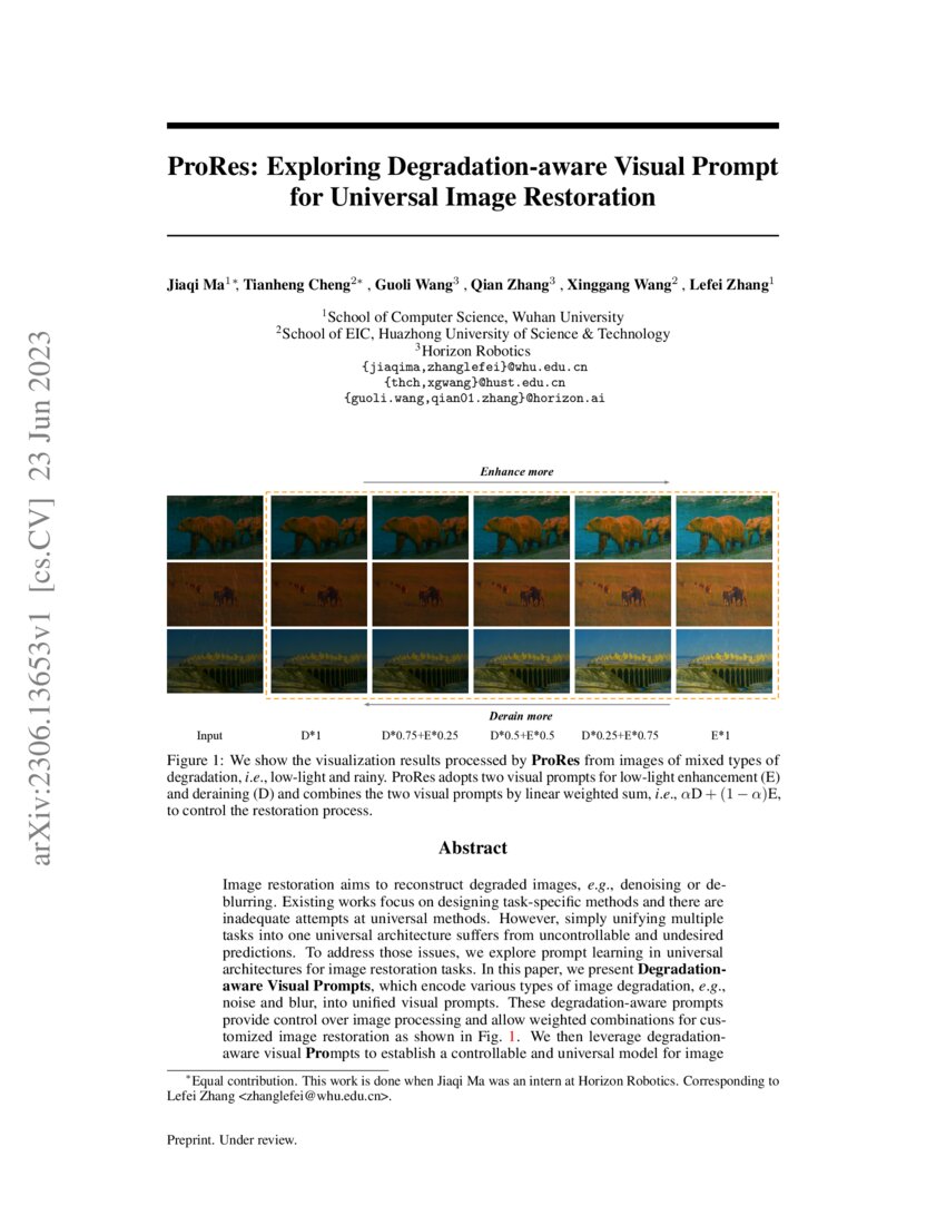 ProRes: Exploring Degradation-aware Visual Prompt for Universal Image ... ProRes: Exploring Degradation-aware Visual Prompt for Universal Image ...