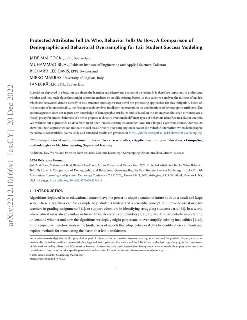 Protected Attributes Tell Us Who, Behavior Tells Us How: A Comparison ...