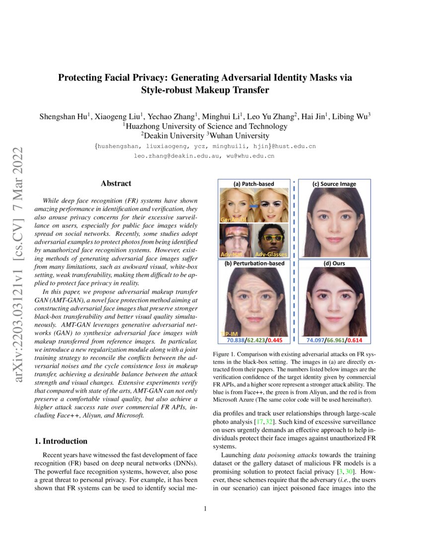 Protecting Facial Privacy: Generating Adversarial Identity Masks via ...