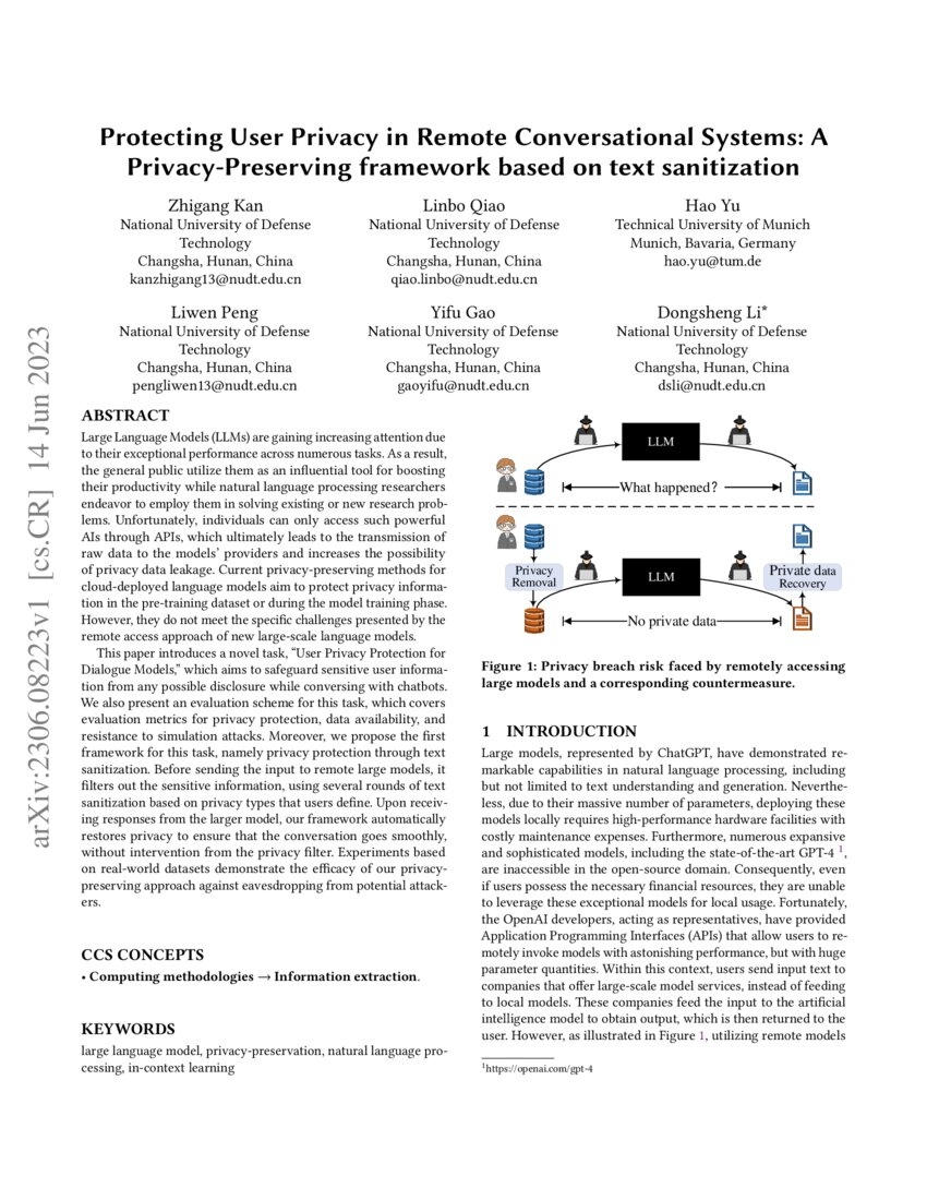 Protecting User Privacy In Remote Conversational Systems A Privacy