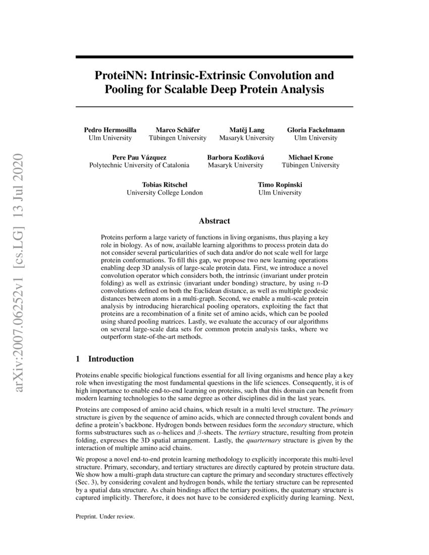 Proteinn Intrinsic Extrinsic Convolution And Pooling For Scalable Deep