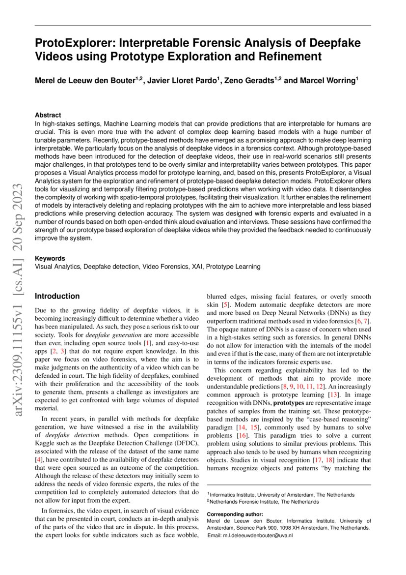 ProtoExplorer: Interpretable Forensic Analysis of Deepfake Videos using Prototype Exploration ...