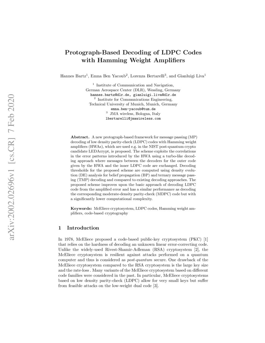 Protograph Based Decoding Of Ldpc Codes With Hamming Weight Amplifiers Deepai 3867