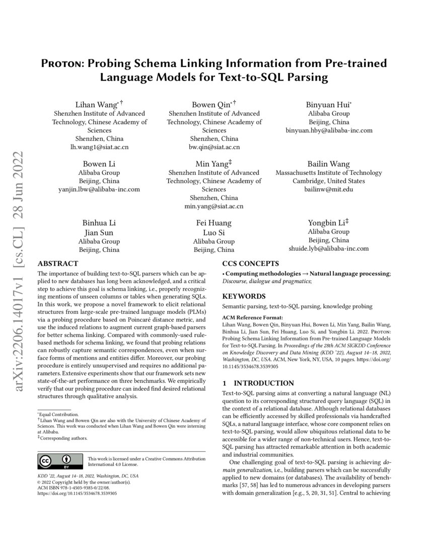 Proton Probing Schema Linking Information From Pre Trained Language Models For Text To Sql