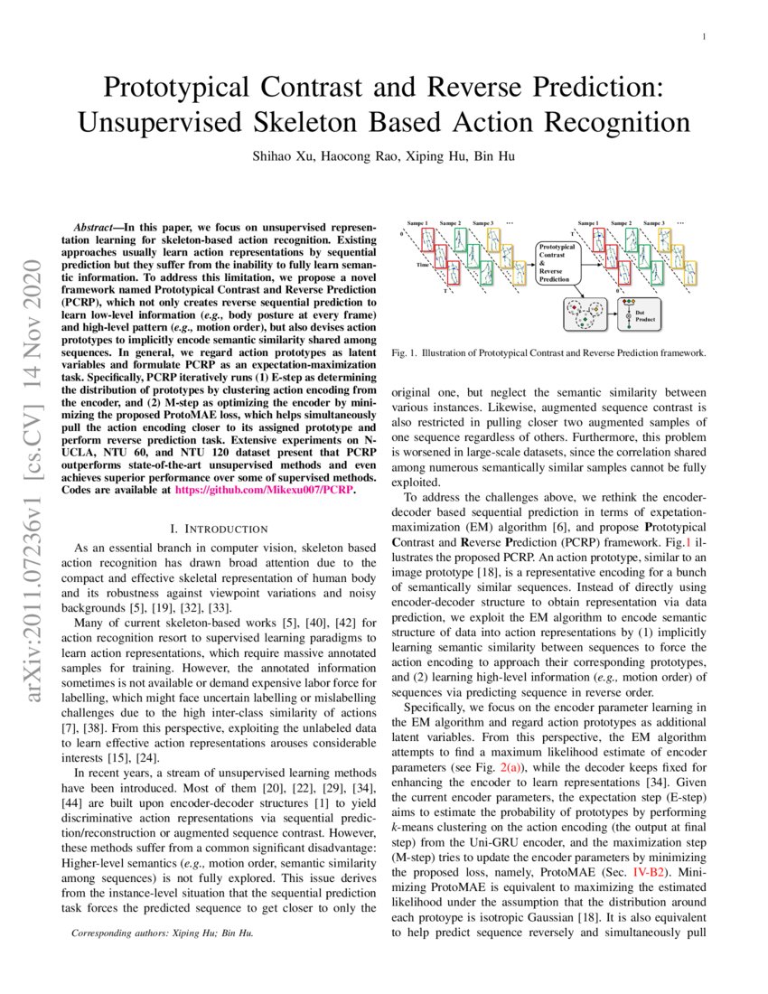 Prototypical Contrast and Reverse Prediction: Unsupervised Skeleton ... Prototypical Contrast and Reverse Prediction: Unsupervised Skeleton ...