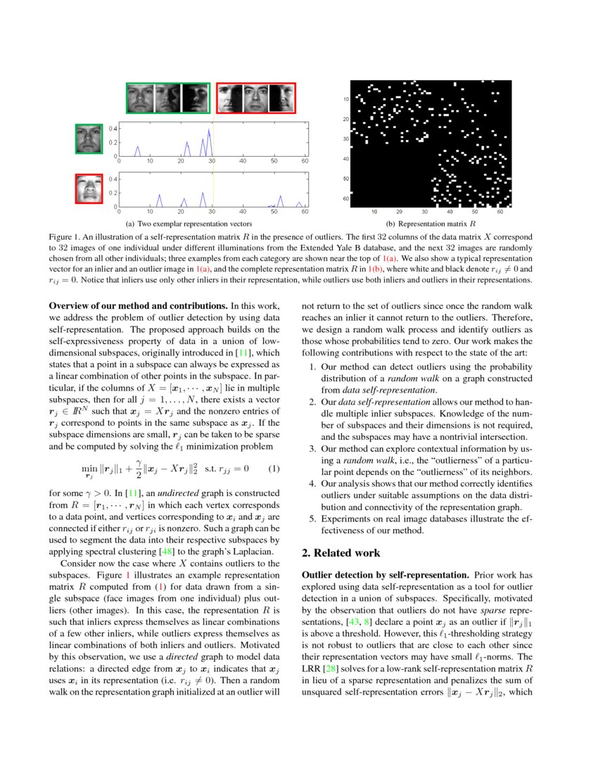 Provable Self-Representation Based Outlier Detection in a Union of Subspaces | DeepAI