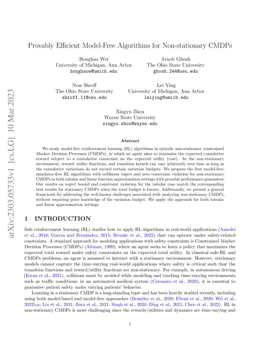 Provably Efficient Model Free Algorithms For Non Stationary Cmdps Deepai