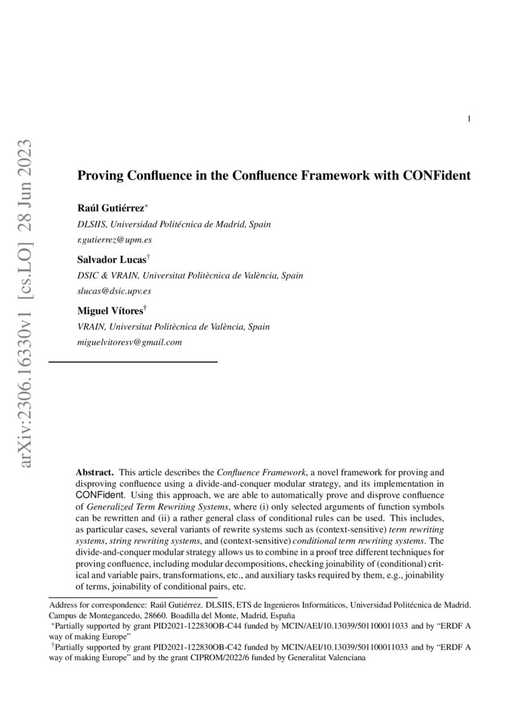 Proving Confluence in the Confluence Framework with CONFident | DeepAI