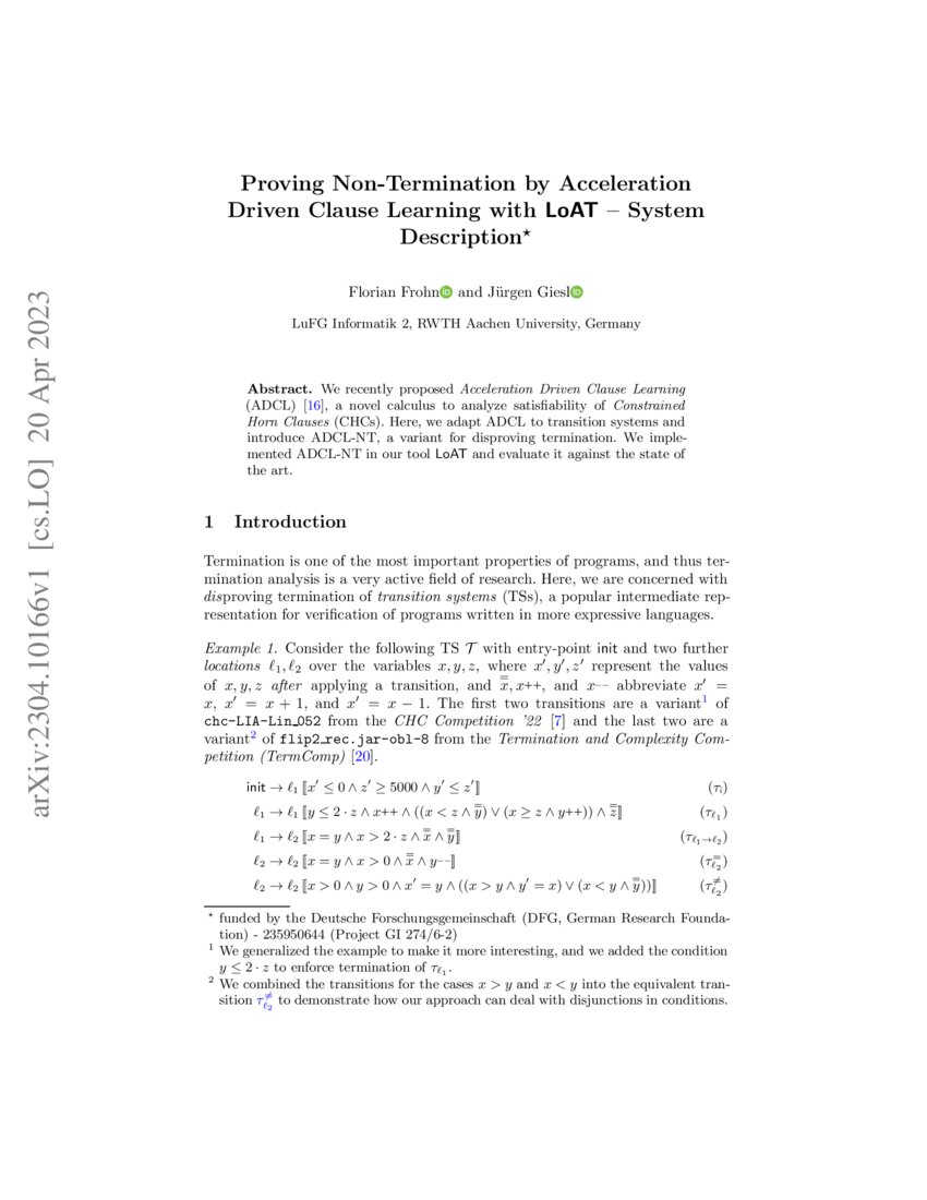 Proving Non Termination By Acceleration Driven Clause Learning Deepai