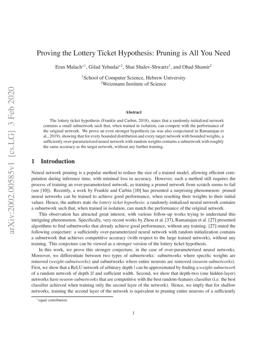 Proving the Lottery Ticket Hypothesis: Pruning is All You Need | DeepAI