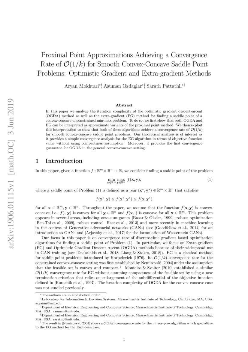 Proximal Point Approximations Achieving A Convergence Rate Of O 1 K
