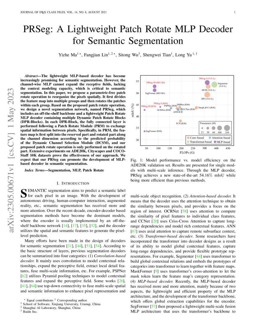 PRSeg: A Lightweight Patch Rotate MLP Decoder for Semantic Segmentation | DeepAI