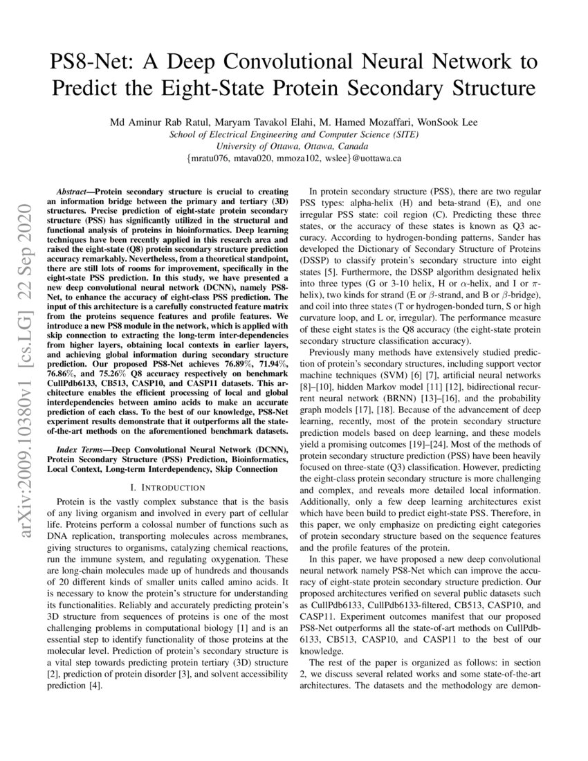PS8-Net: A Deep Convolutional Neural Network to Predict the Eight-State Protein Secondary ...
