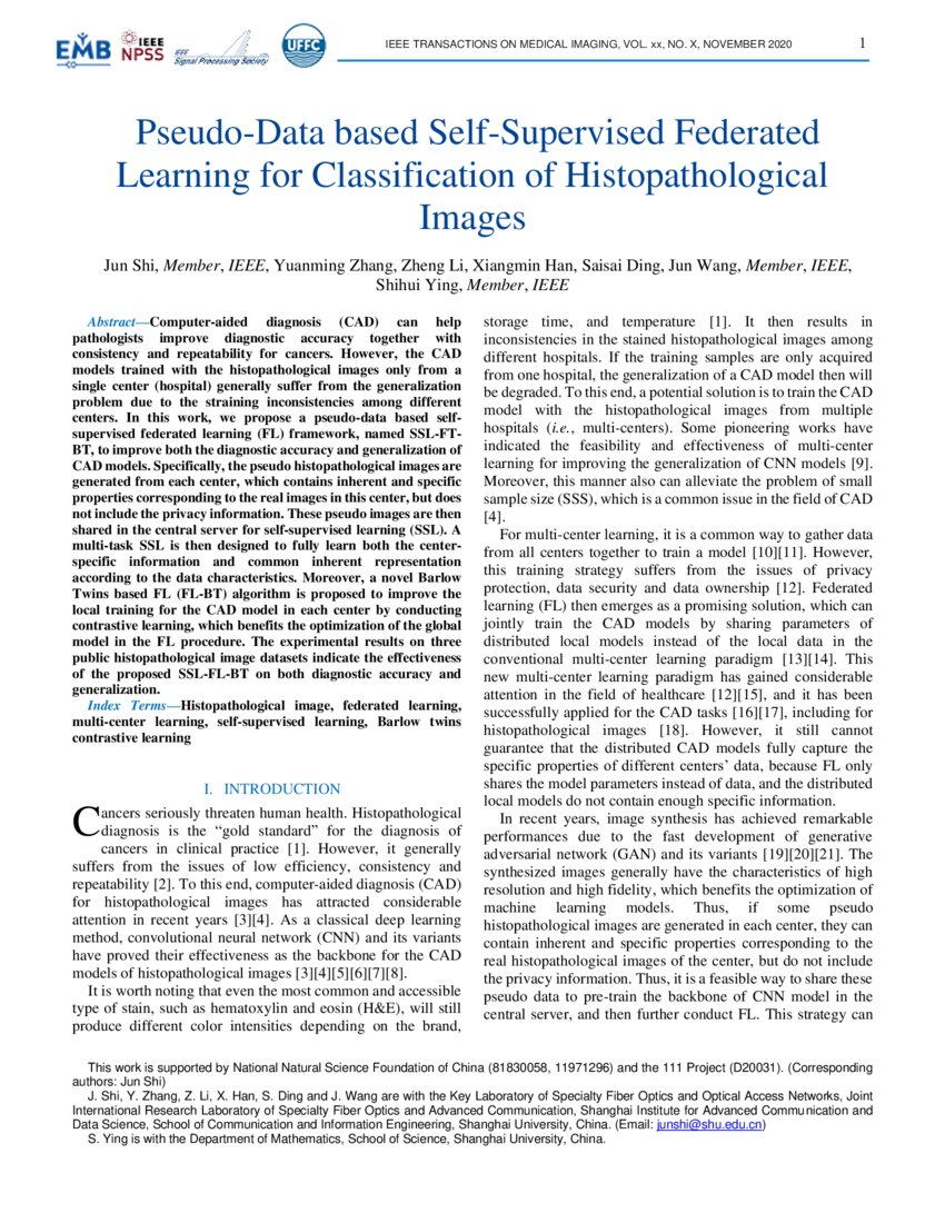 Pseudo-Data based Self-Supervised Federated Learning for Classification of Histopathological ...