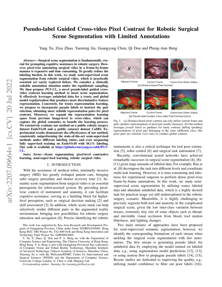 Pseudo-label Guided Cross-video Pixel Contrast for Robotic Surgical ...
