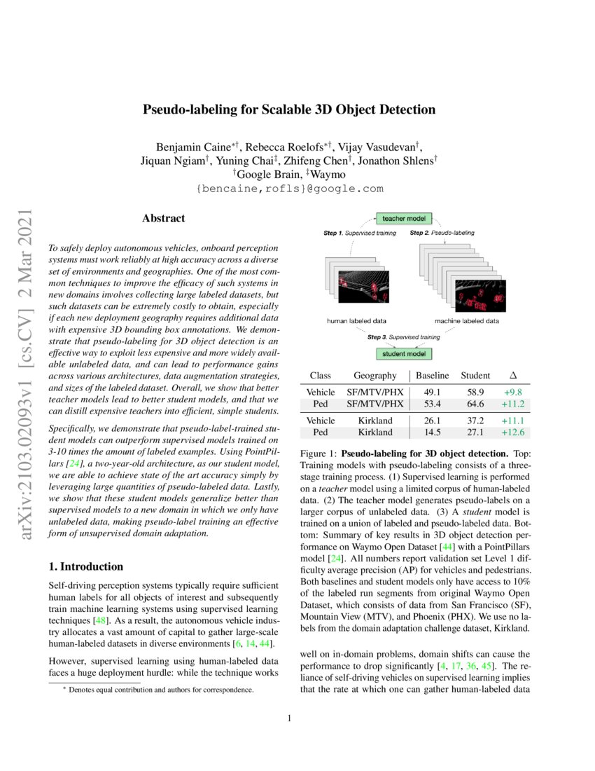 Pseudo-labeling for Scalable 3D Object Detection | DeepAI