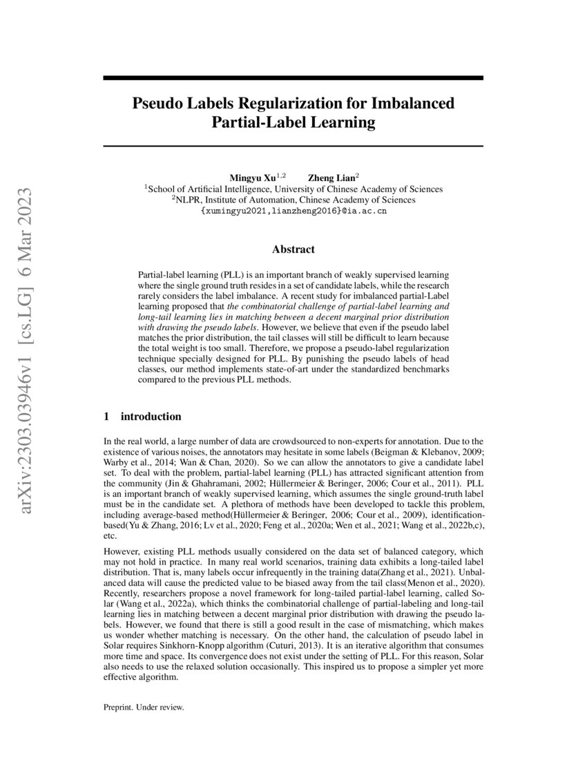 Pseudo Labels Regularization for Imbalanced Partial-Label Learning | DeepAI Pseudo Labels Regularization for Imbalanced Partial-Label Learning | DeepAI