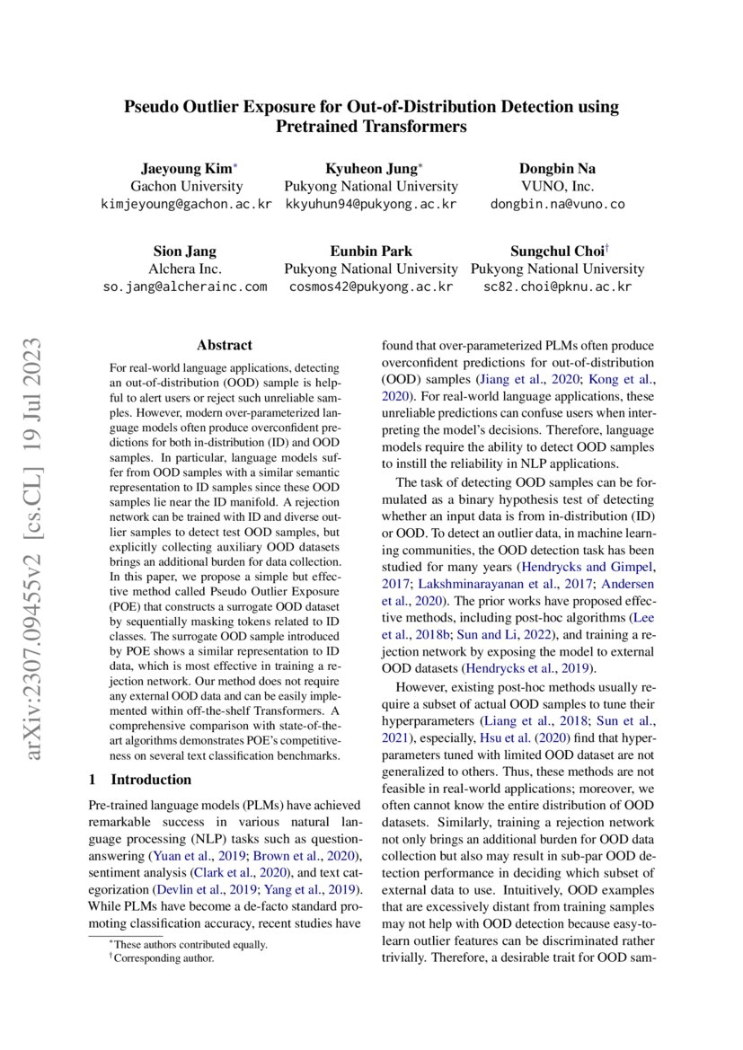 Pseudo Outlier Exposure For Out Of Distribution Detection Using Pretrained Transformers Deepai 3903
